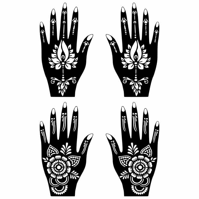 Temporary Tattoowala Handmade Art Combo Mehndi Stencil Stickers for Elegant Style Pack of 2 ...