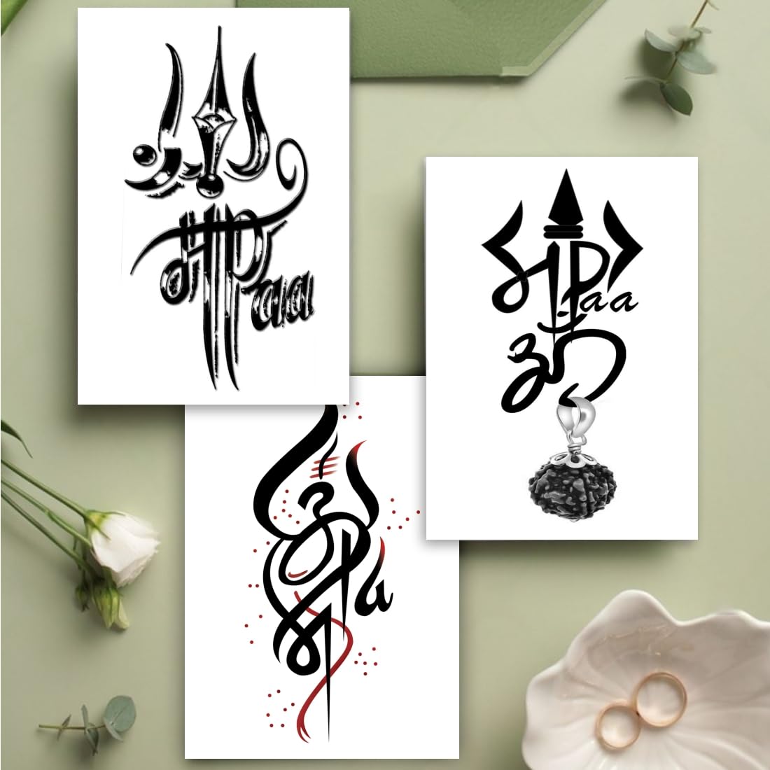 Temporary Tattoowala Maa Paa Trishul Om Art Temporary Tattoo Sticker ...