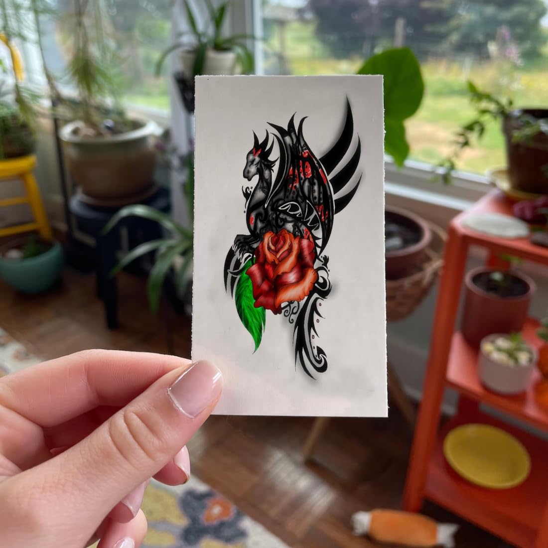 Temporary Tattoowala Red Rose With Tribal Temporary Tattoo For Male and ...