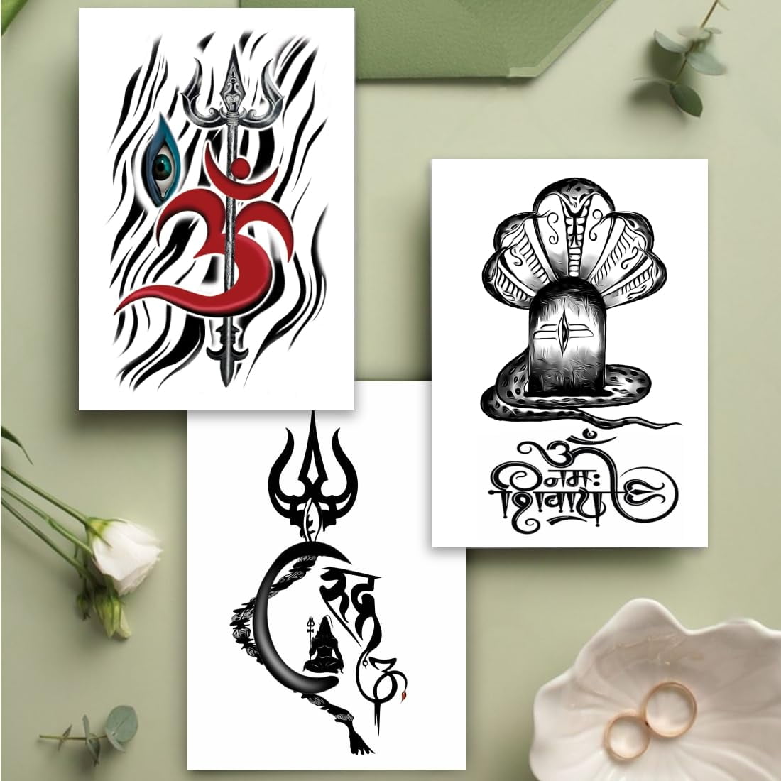 Temporary Tattoowala Trishul Lord Shiva Rudra Om Art Temporary Tattoo ...