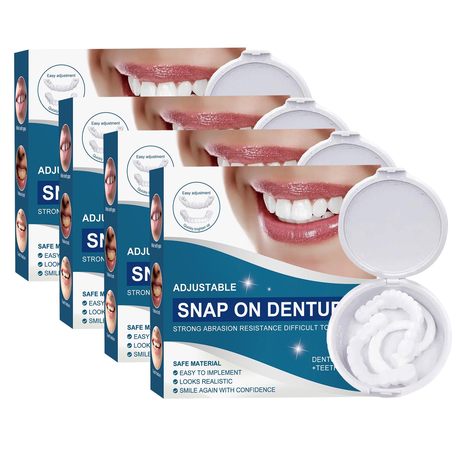Temporary Teeth Cover, Denture Teeth Snap-On Top and Bottom for Men and Women, Fix Confident ...