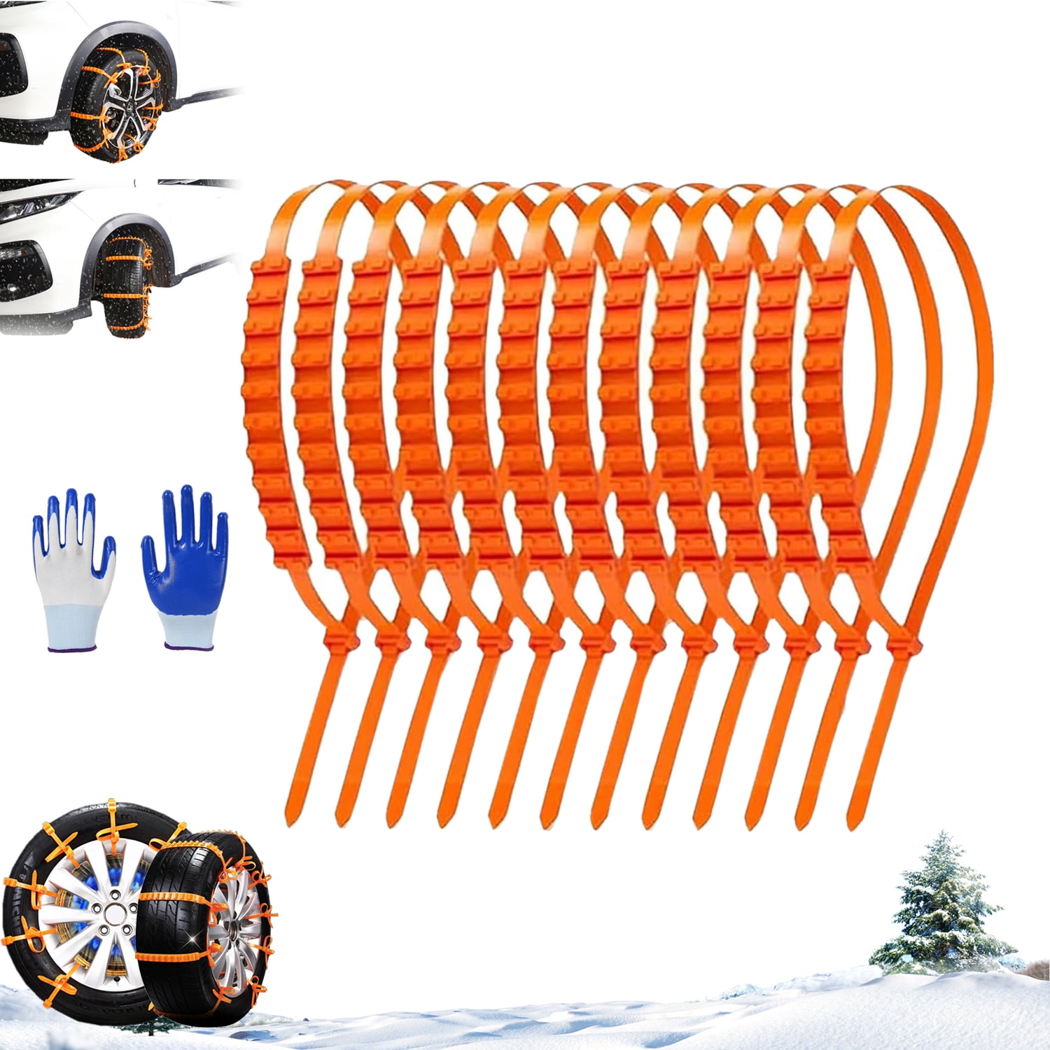 Temporary Tire Straps, Zip Tie Snow Chains, Universal Reusable Anti ...
