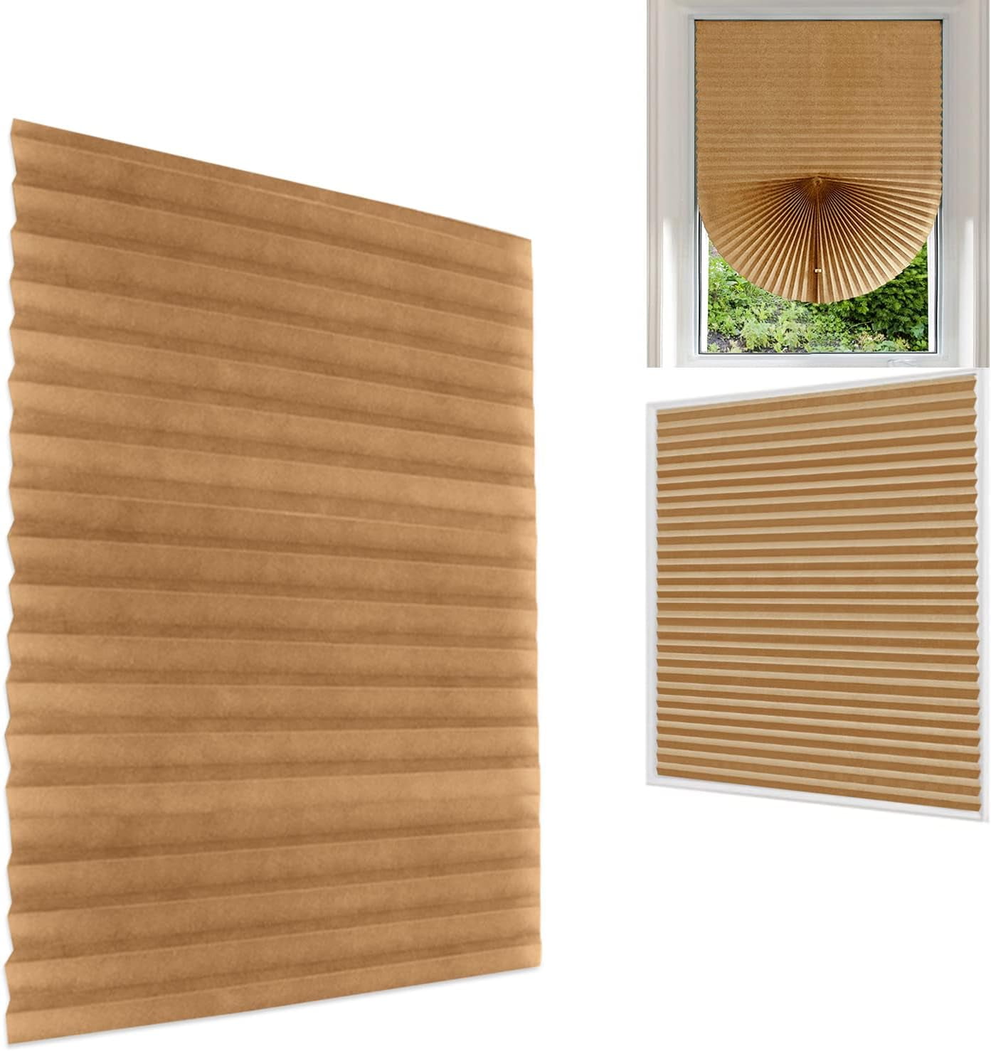 Temporary Window Blinds, Pleated Window Shades Cordless Fabric Shades ...