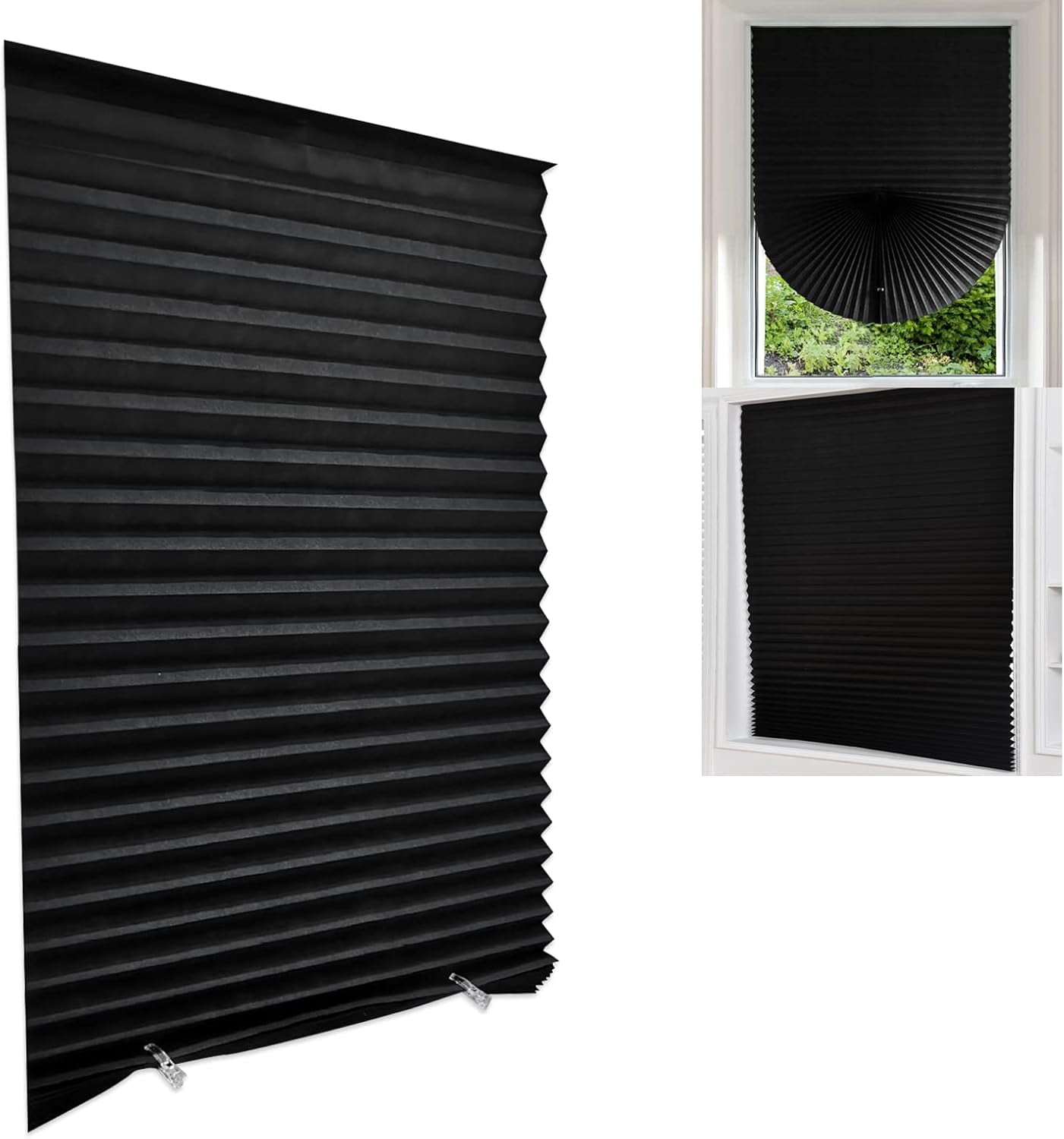 Temporary Window Blinds, Pleated Window Shades Cordless Fabric Shades ...
