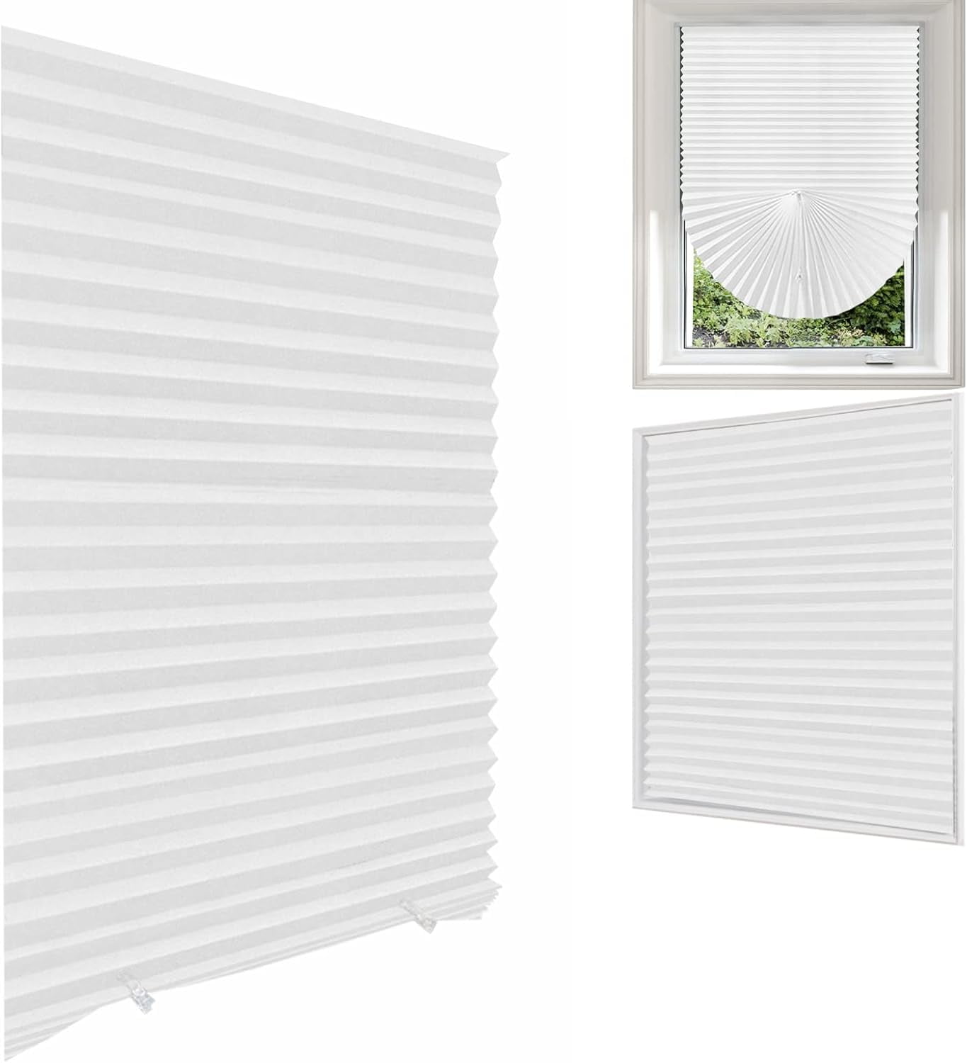 Temporary Window Blinds, Pleated Window Shades Cordless Fabric Shades ...
