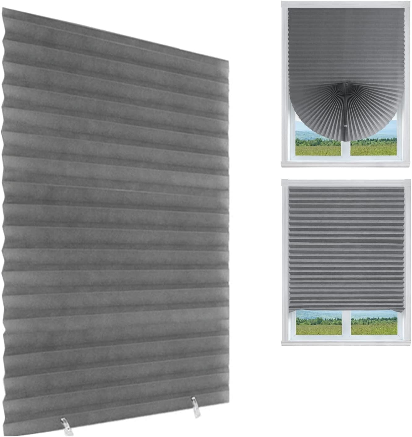 Temporary Window Blinds, Pleated Window Shades Cordless Fabric Shades ...