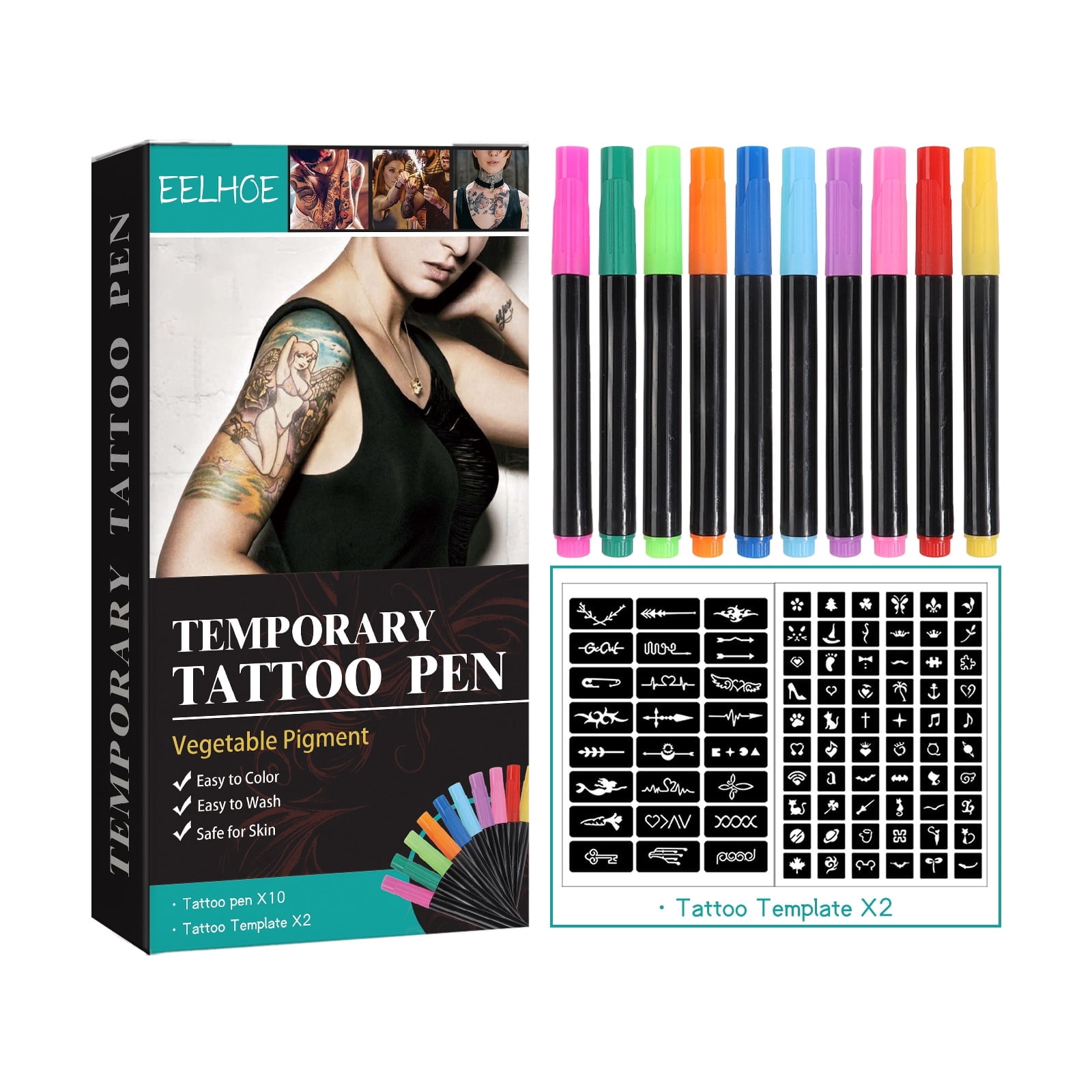Temporary tattoo pen set Face arm body multi-color drawing diy makeup ...