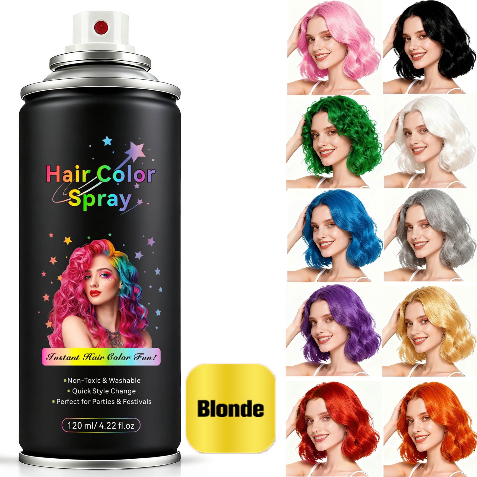 Temporay Hair Color Spray, Blonde - Instant Hair Color Dye, Washable ...