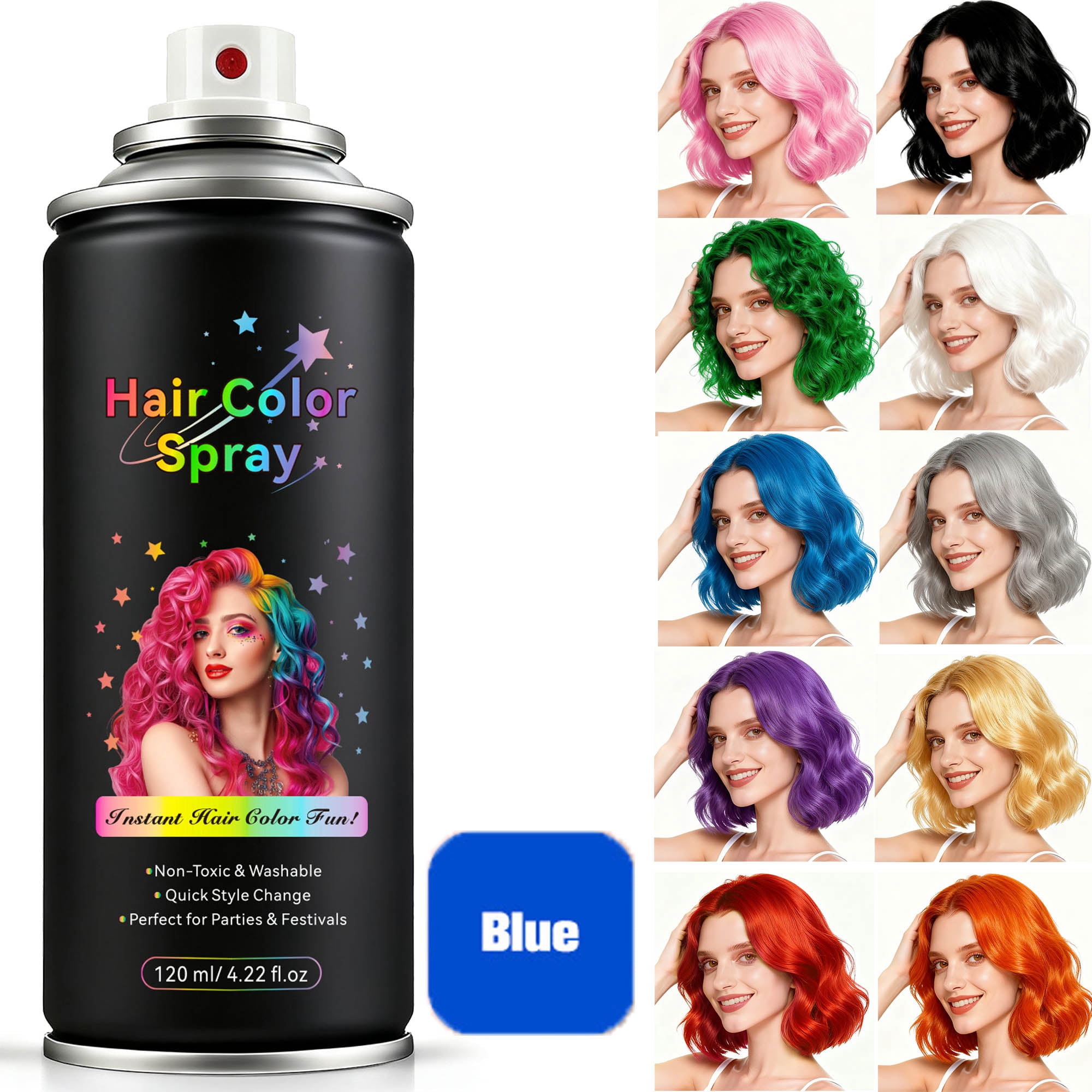 Temporay Hair Color Spray, Blue - Instant Hair Color Dye, Washable Hair ...