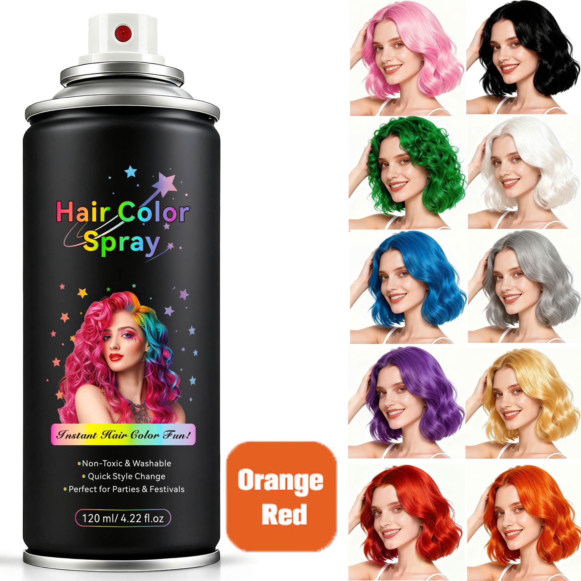 Temporay Hair Color Spray, Orange Red - Instant Hair Color Dye ...