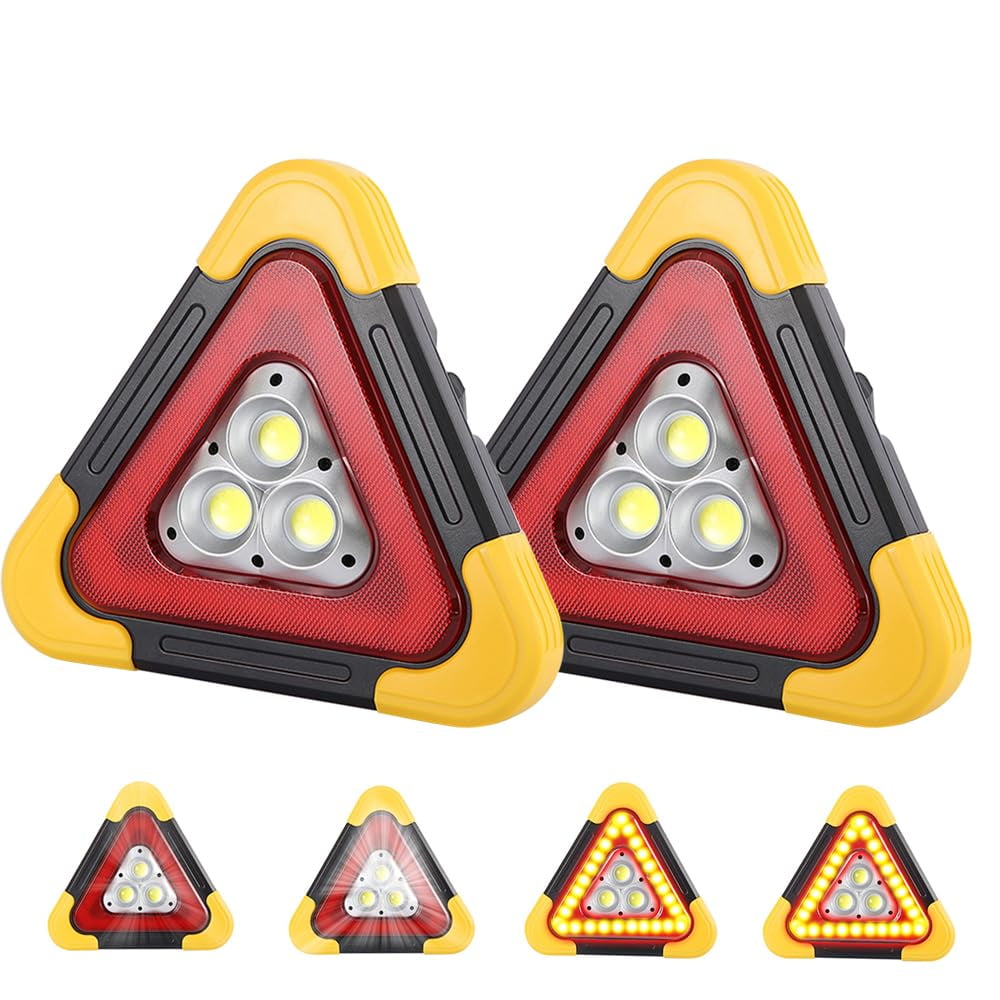 Tempsnow 2Pcs Emergency Warning SSF20 Triangle LED Lights Charging 5 ...