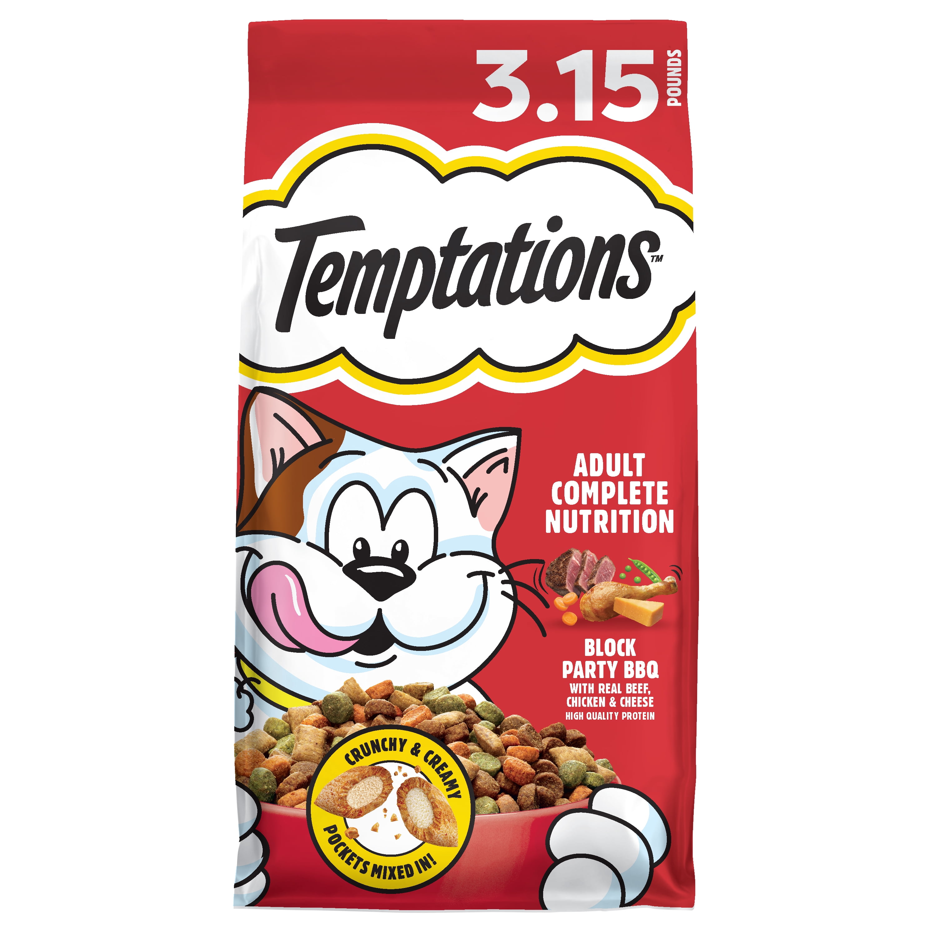 Temp-tations Dry Cat Food Block Party BBQ Flavor 3.15 lb Bag with ...