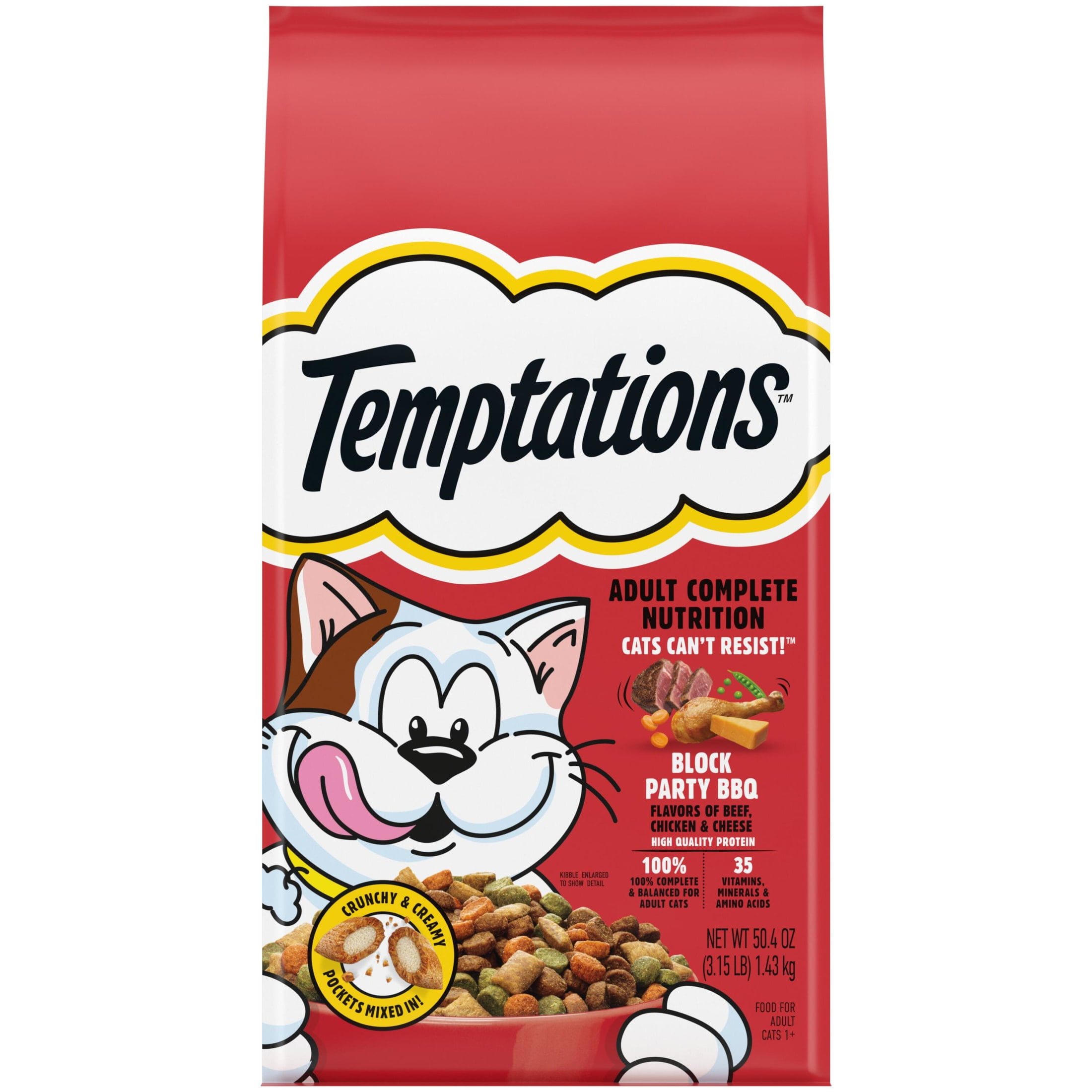 Temp-tations Dry Cat Food Block Party BBQ Flavor 3.15 lb Bag with ...