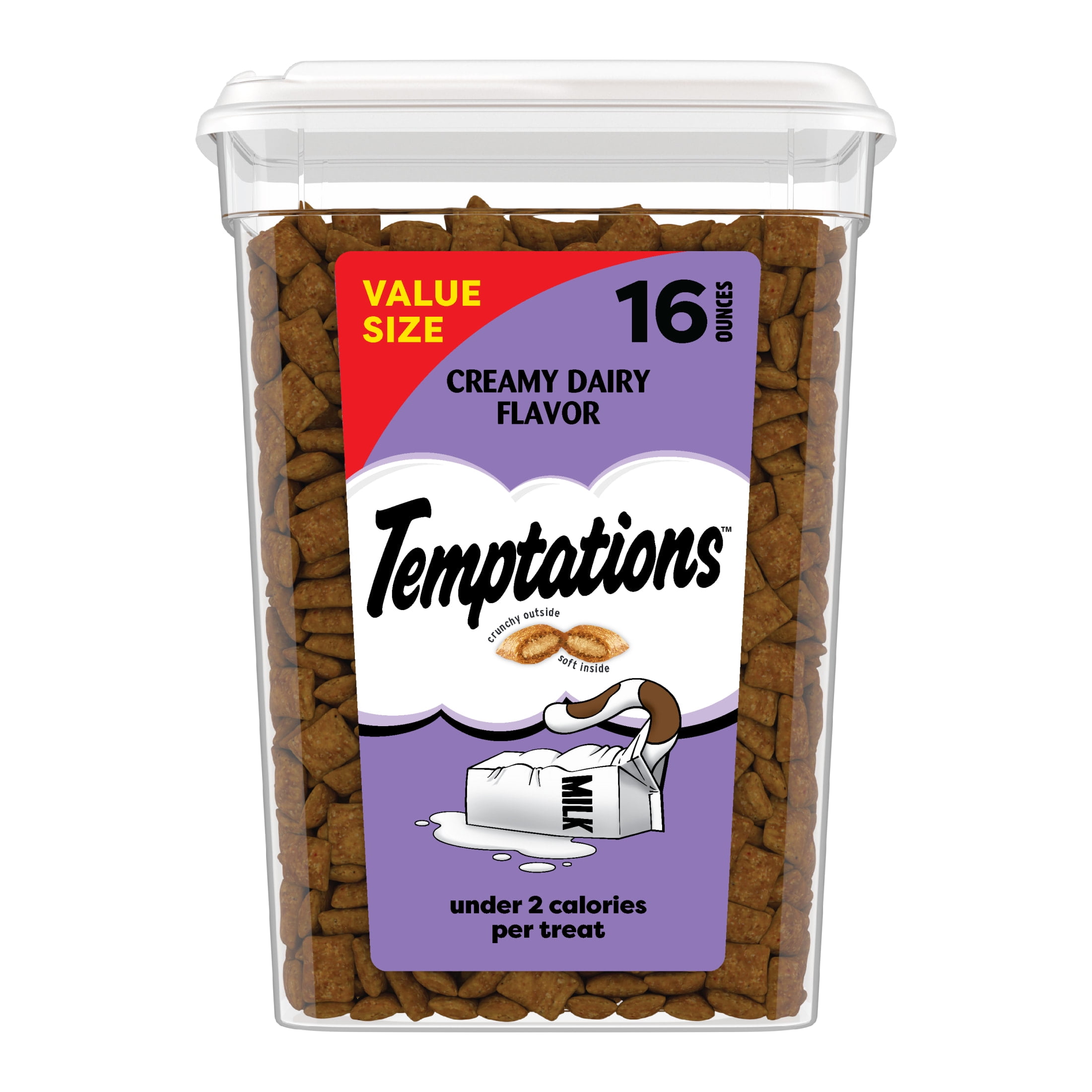 Temp-tations Creamy Dairy Flavor Cat Treats 16 Oz Tub Crunchy and Soft ...