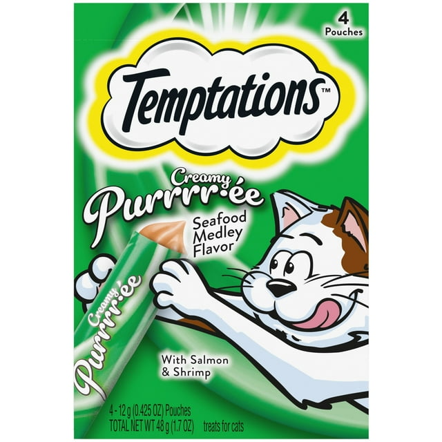 Temptations Creamy Puree Mixups Seafood Medley Flavor Lickable Cat ...