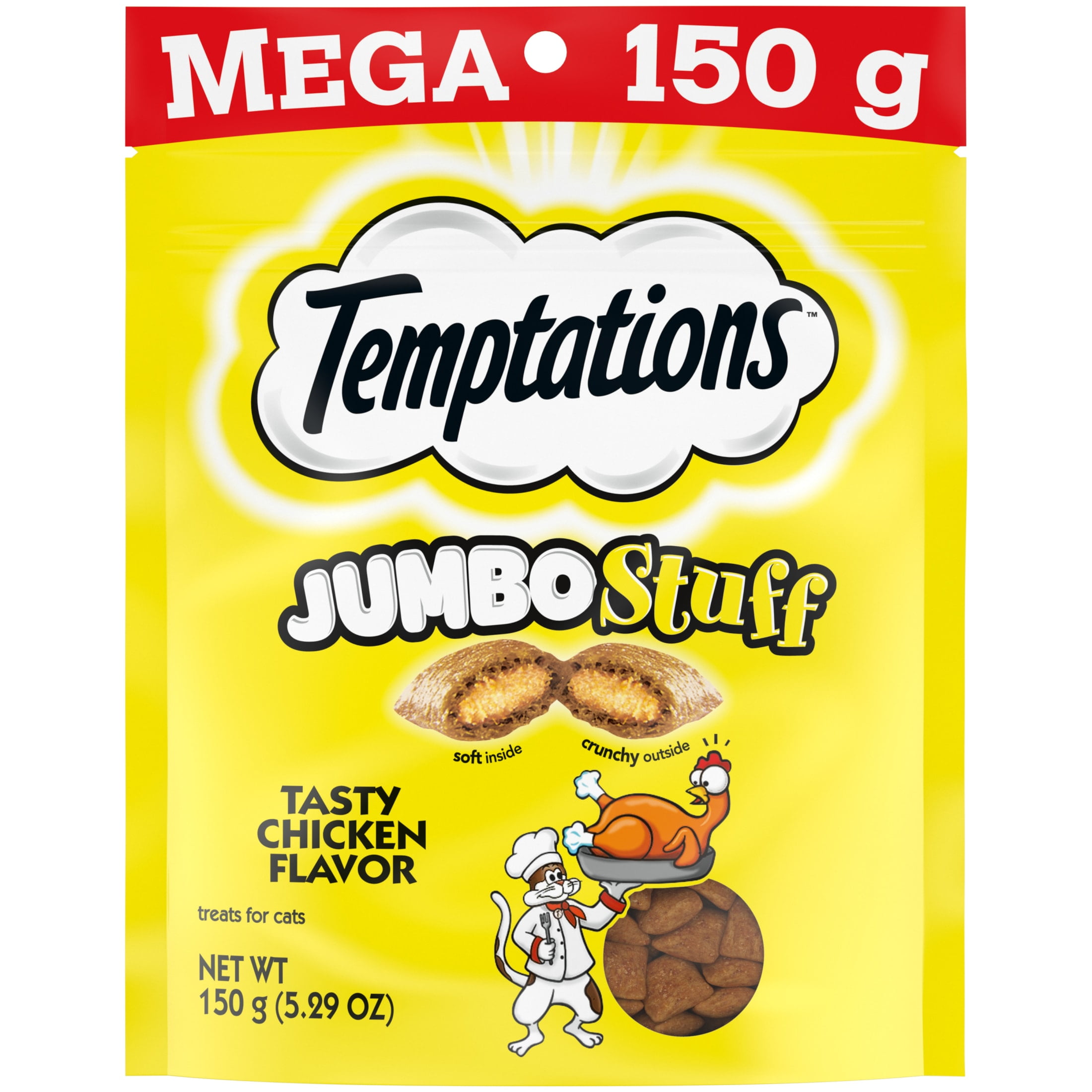 Temptations Jumbo Stuff Tasty Chicken Flavor Cat Treats, Crunchy & Soft ...