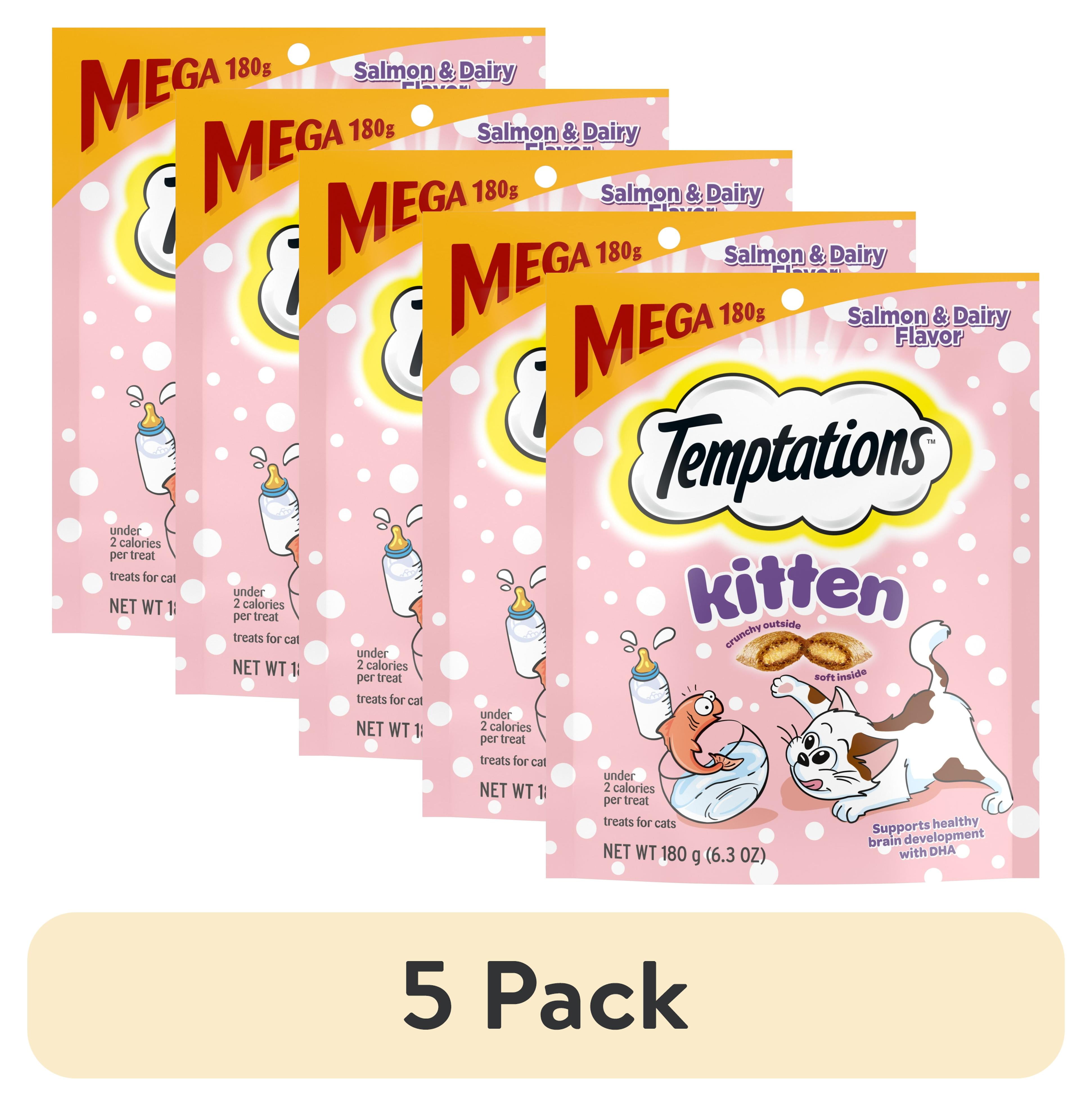 (5 pack) Temptations Kitten Salmon And Dairy Flavor Crunchy And Soft ...