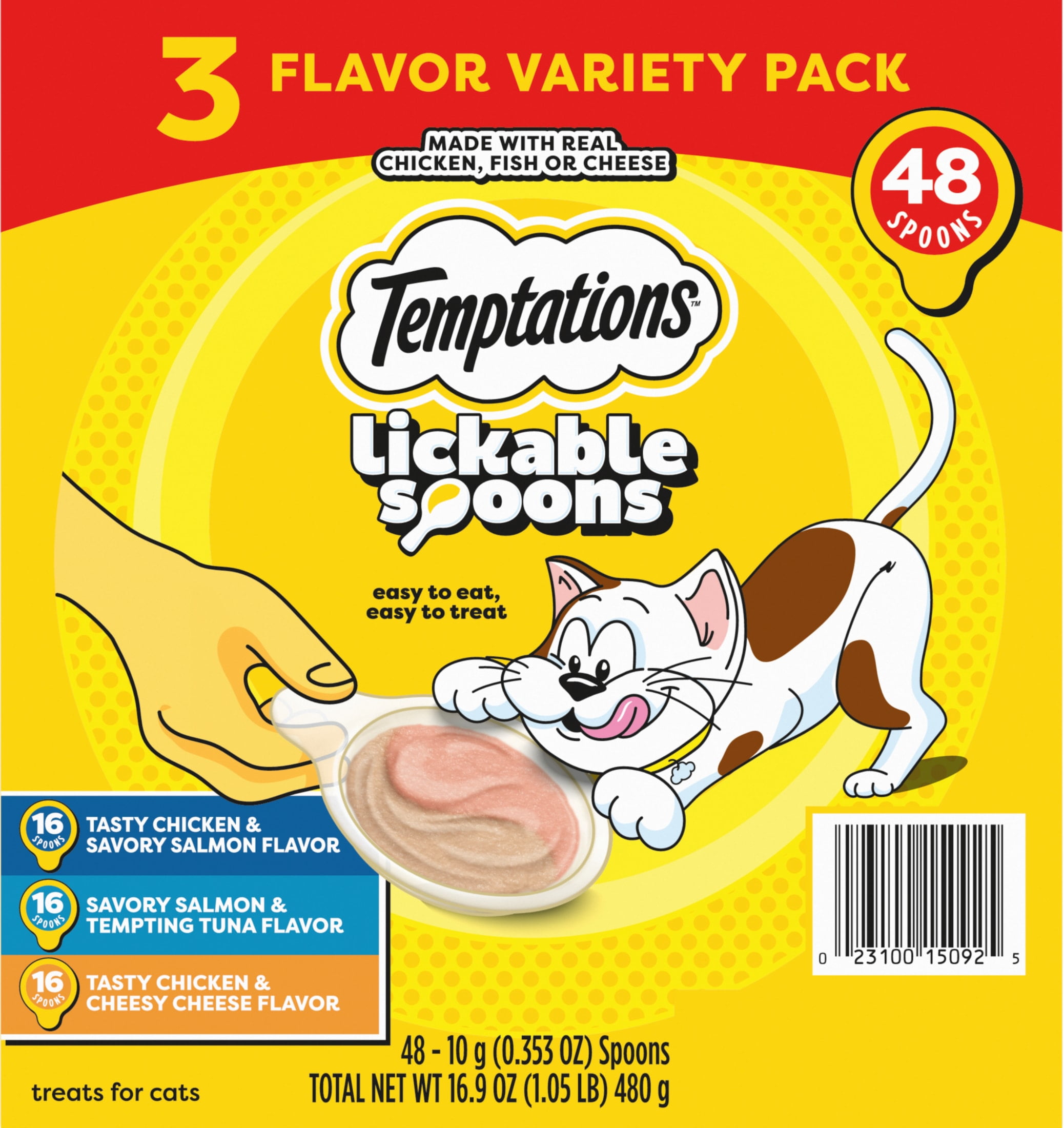 Temptations Lickable Spoons Adult Wet Cat Treat, 10 Grams, Variety Pack ...