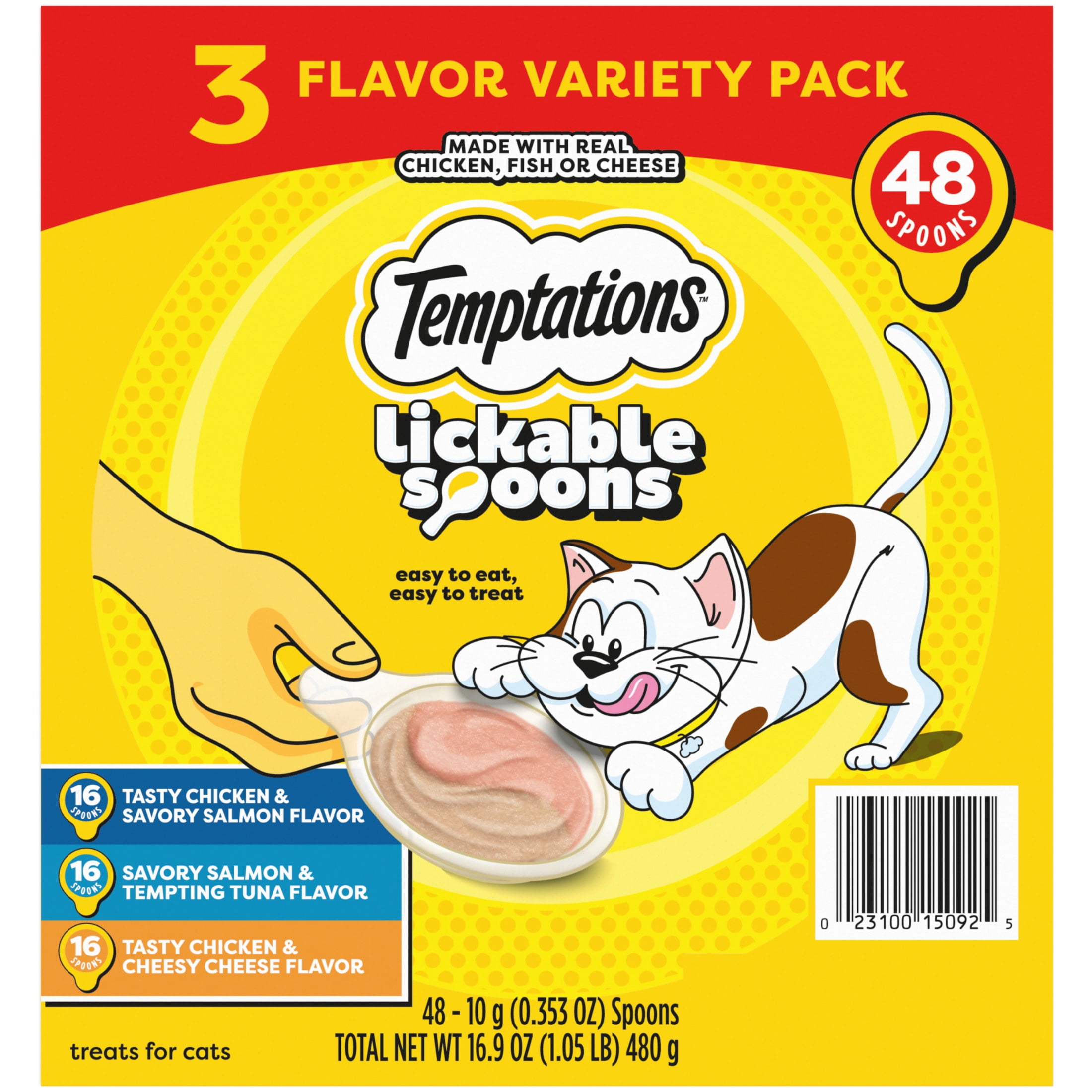 Temptations Lickable Spoons Adult Wet Cat Treat, 10 Grams, Variety Pack ...