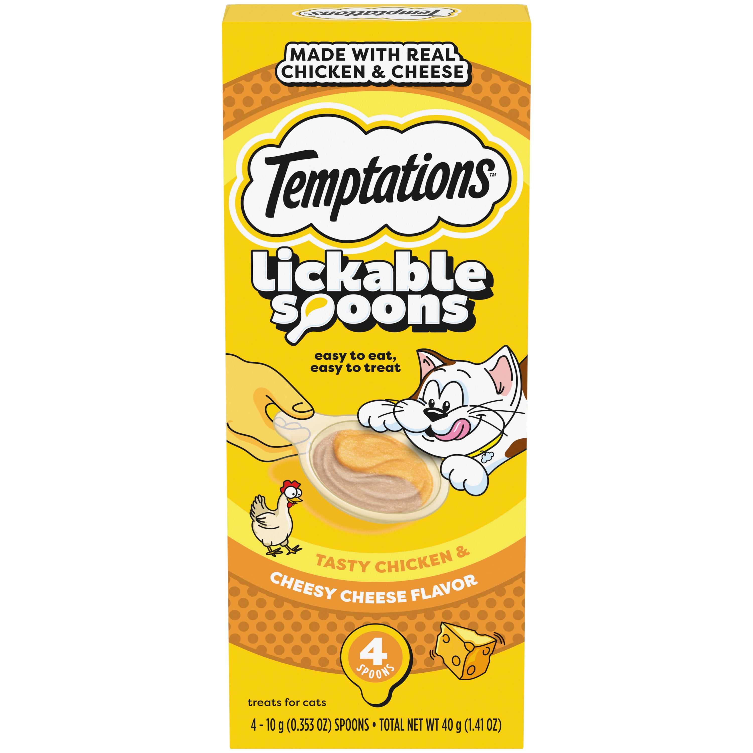 Temptations Creamy Food Flavored Lickable Spoons Wet Cat Treat, Chicken ...