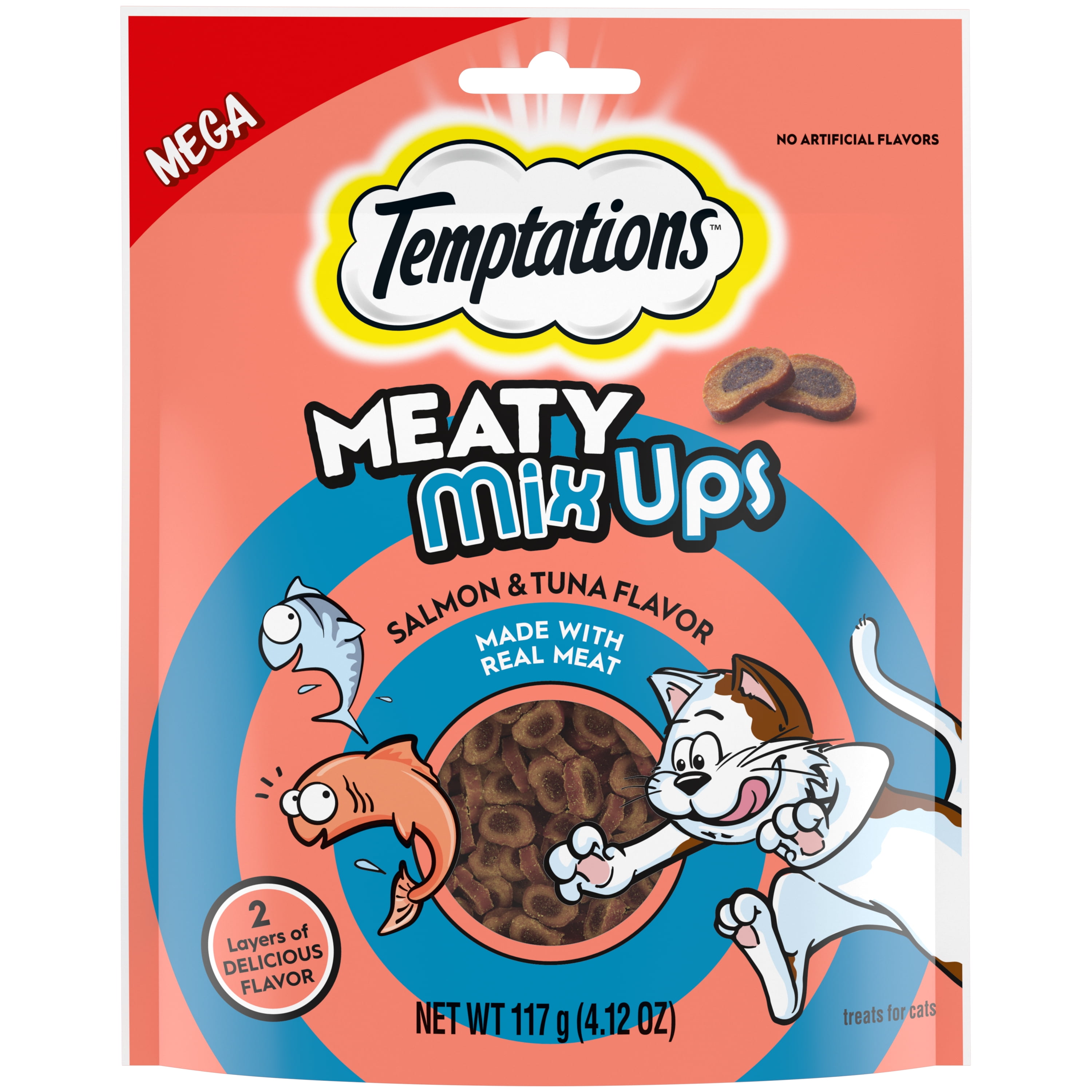 Temptations Meaty MixUps Salmon and Tuna Crunchy and Soft Cat Treats ...