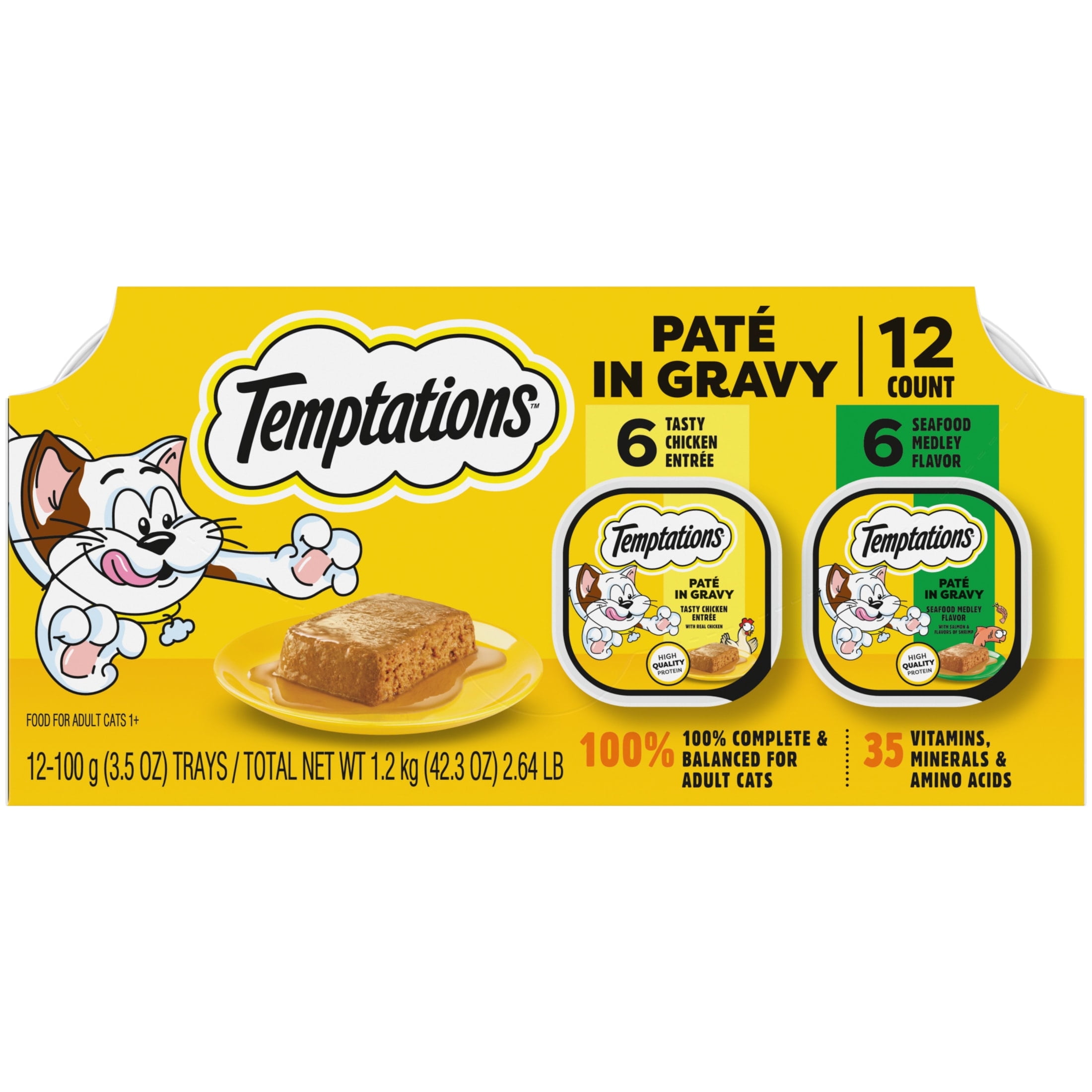 Temptations Pate Chicken & Seafood Variety Adult Cat Food - Walmart.com