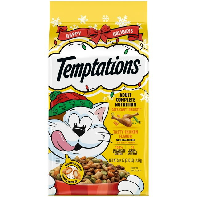 Temptations Tasty Chicken Flavor Adult Dry Cat Food, 3.15 Lb. Holiday ...