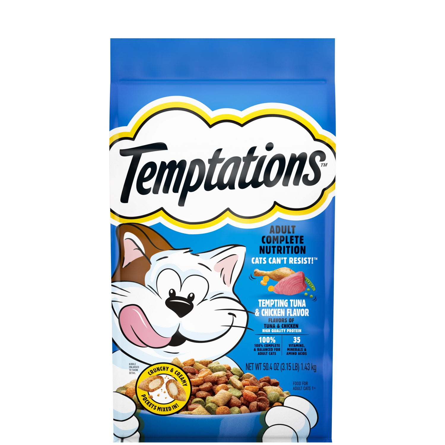 Temptations Tempting Tuna and Chicken Flavor Dry Cat Food, 3.15 lb Bag ...