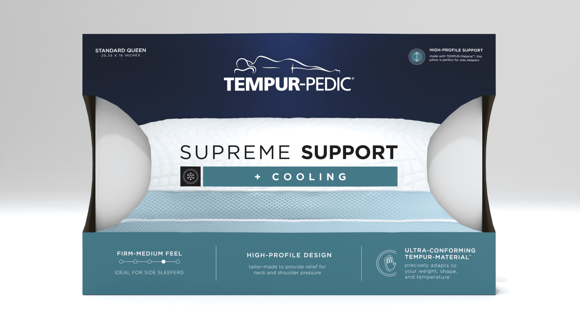 Tempur-Pedic Supreme Support Queen Memory Foam Cooling Bed Pillow ...