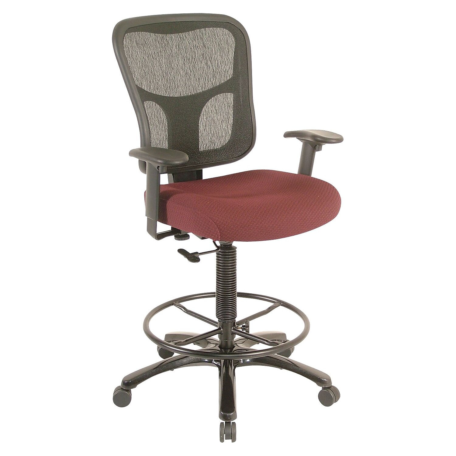 Tempur-Pedic Ergonomic Mid-Back Drafting Stool, Adjustable Backrest ...