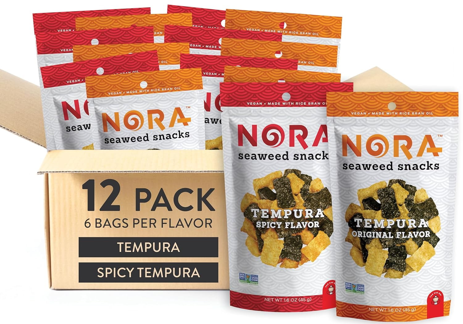 Tempura + Spicy Tempura Seaweed Snacks Bundle by Nora, Healthy Low-Carb ...