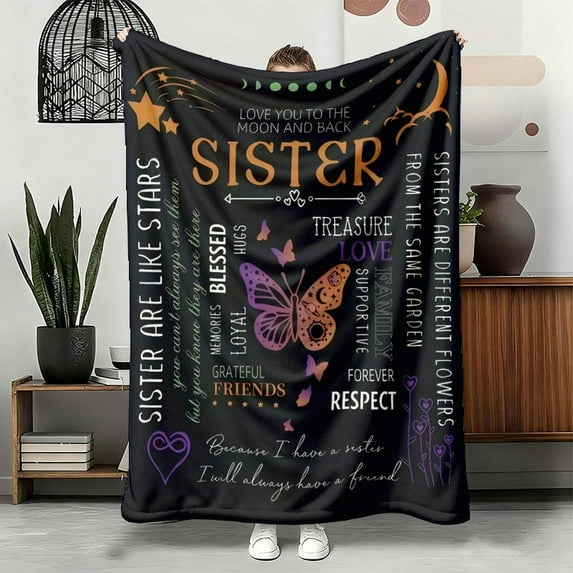 Temu Best-Selling Sisterhood Heartfelt Text Flannel Blanket, Slogan ...