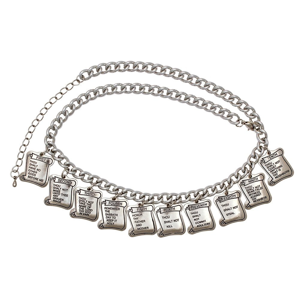 Ten 10 Commandments Silver Charm Necklace - Walmart.com