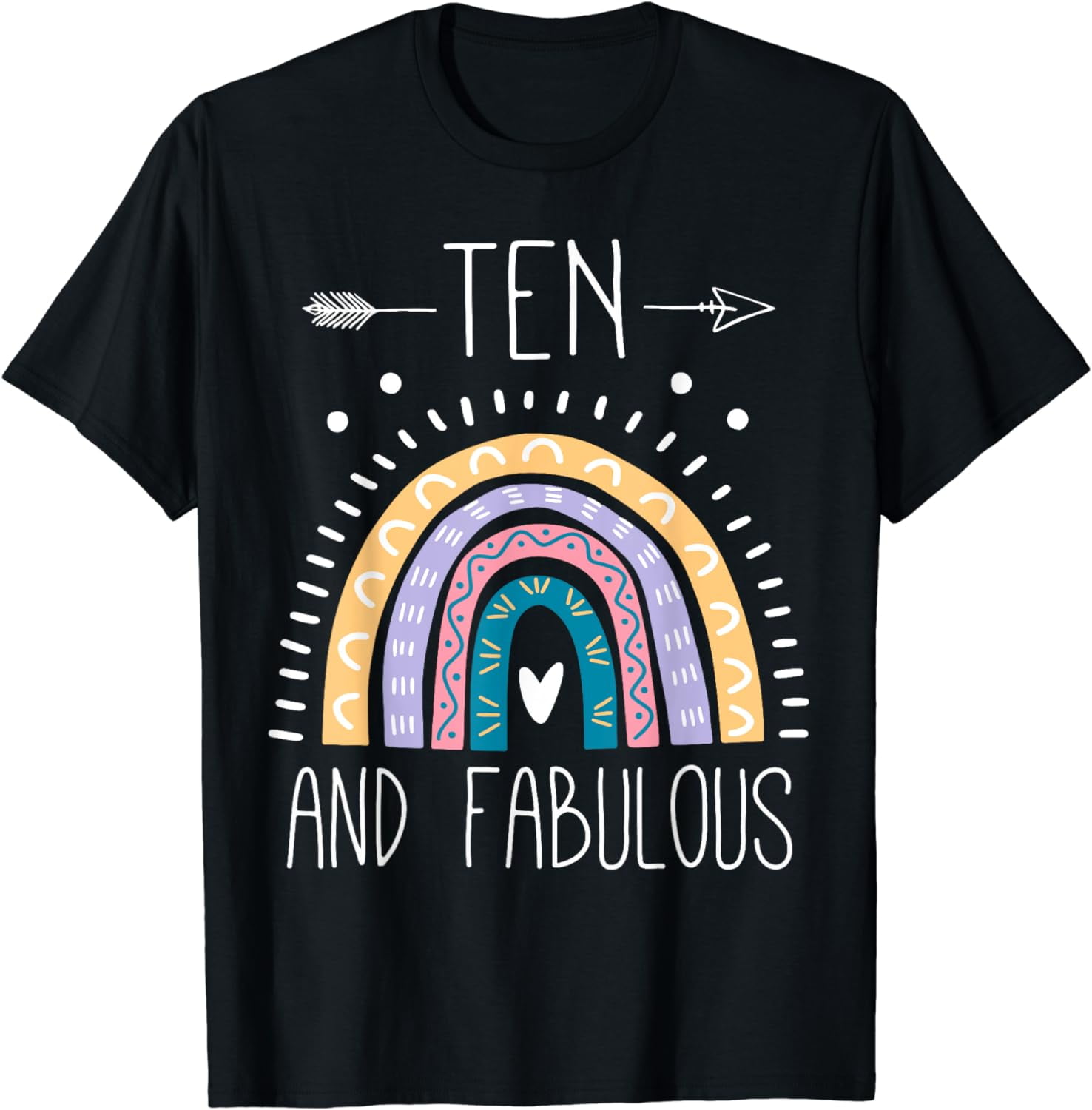 Ten And Fabulous 10th Birthday Gifts 10 Year Girls Rainbow T-Shirt ...