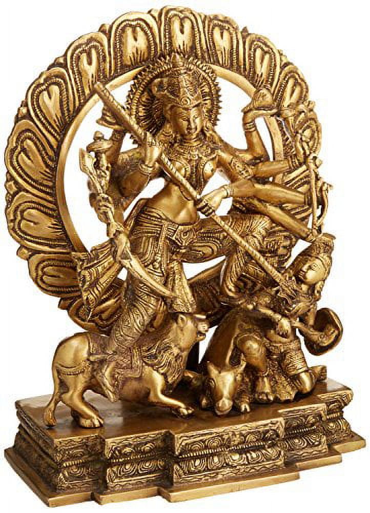 Ten-Armed Mahishasuramardini Goddess Durga - Brass Statue - Walmart.com