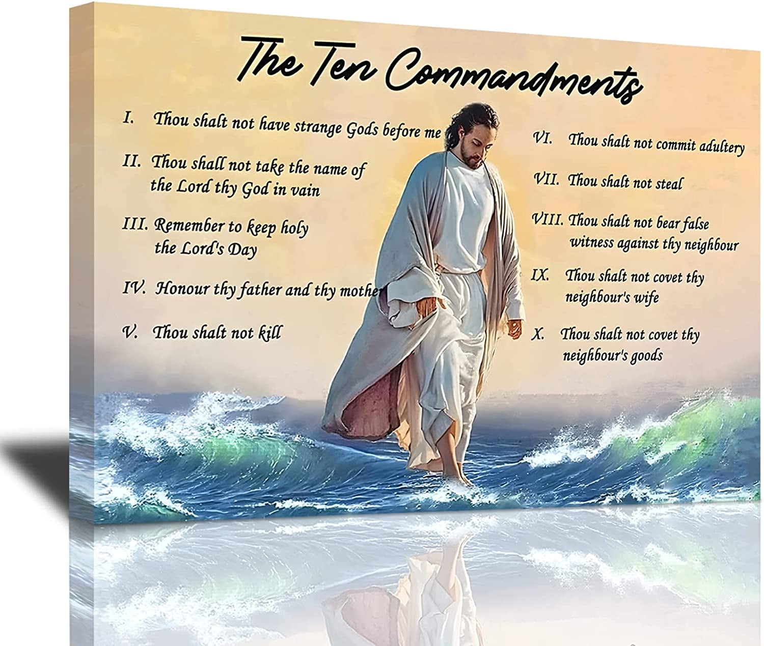 The Ten Commandments 10 Commandments Wall Art Christ Jesus Walking on the Sea Wall Decor Christ ...