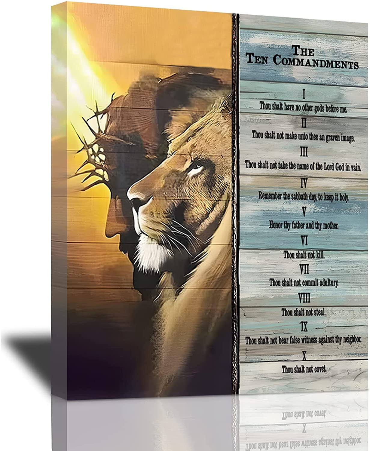 Ten Commandments Wall Art, Christian Decor, 12"X16" Framed Painting for ...