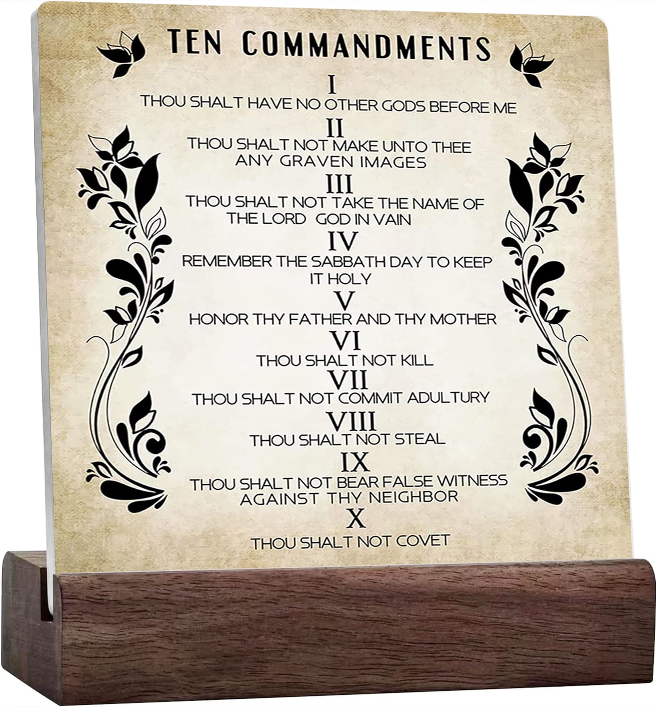 Ten Commandments Antique Bible Verse Christian Ceramic Table Plaque ...