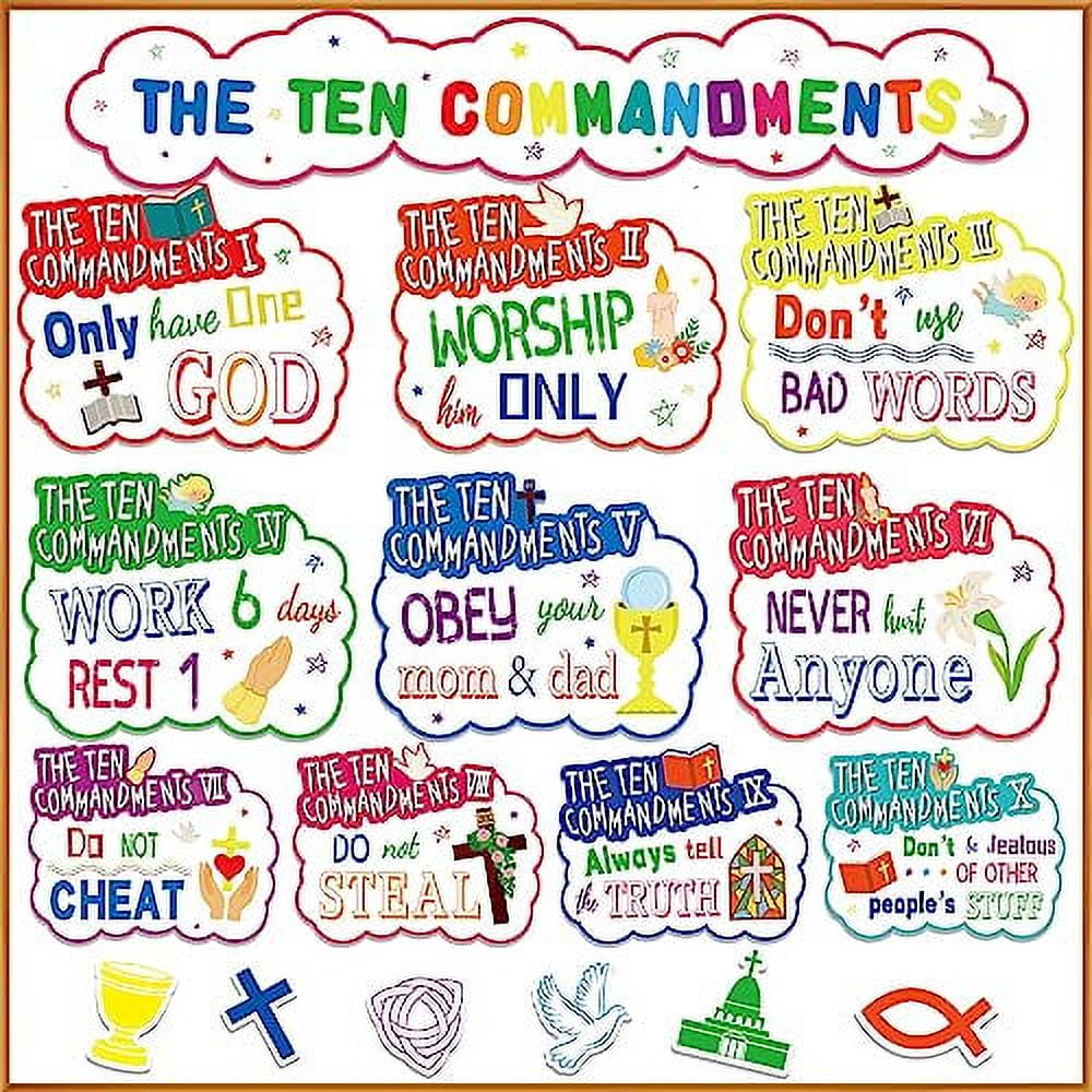 Ten Commandments Bulletin Board .. Decoration Set Christian Bible ...