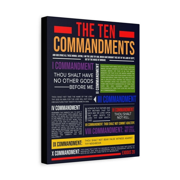 Ten Commandments Canvas Print Scripture Wall Art Christian Home Decor ...