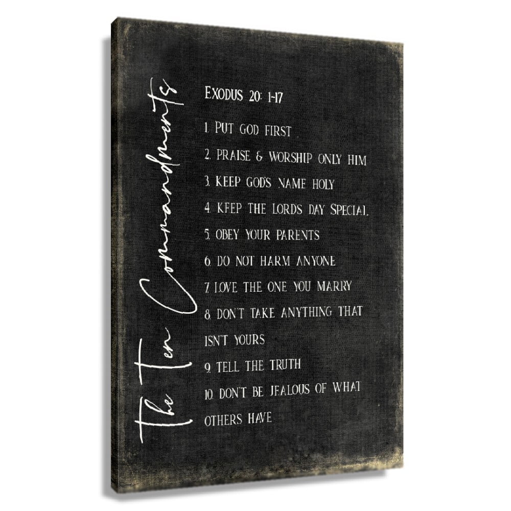 The Ten Commandments Exodus 20 1-17 Wall Art Bible Verse Poster Landscape Wall Living Room ...
