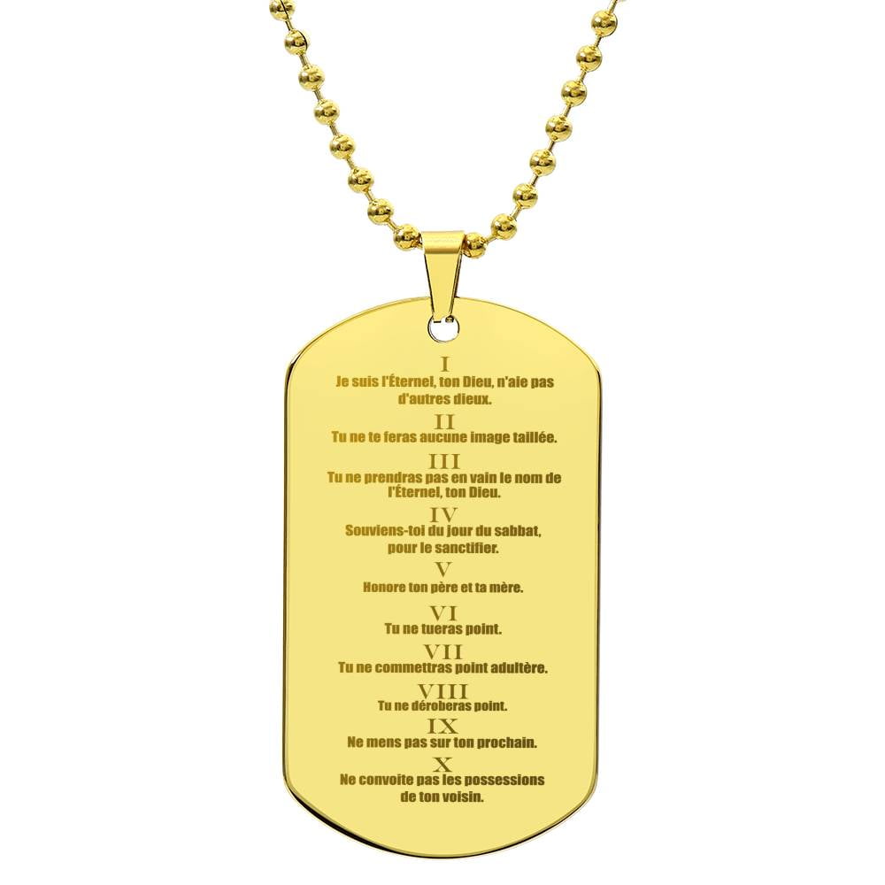 Ten Commandments French Dix Commandements Engraved Dog Tag Bible ...