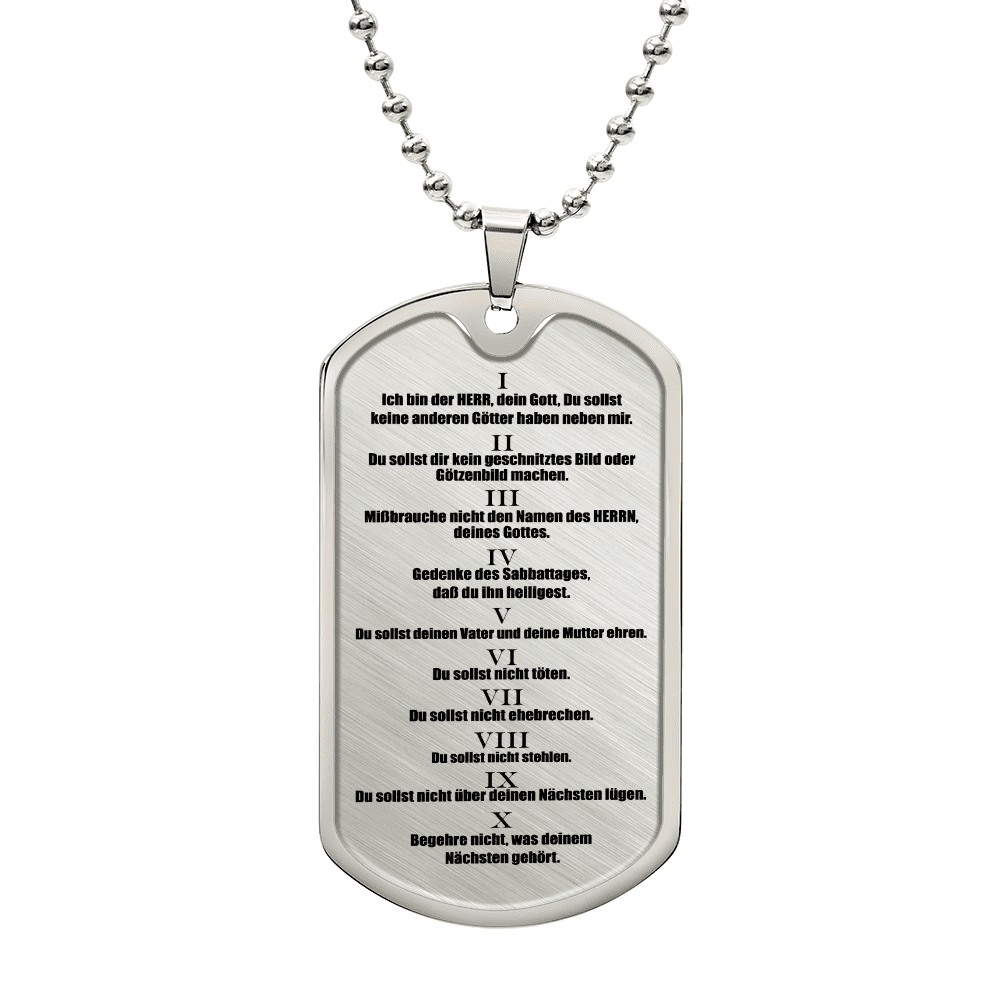 Ten Commandments German 10 Gebote Halskette Necklace Dog Tag Stainless ...