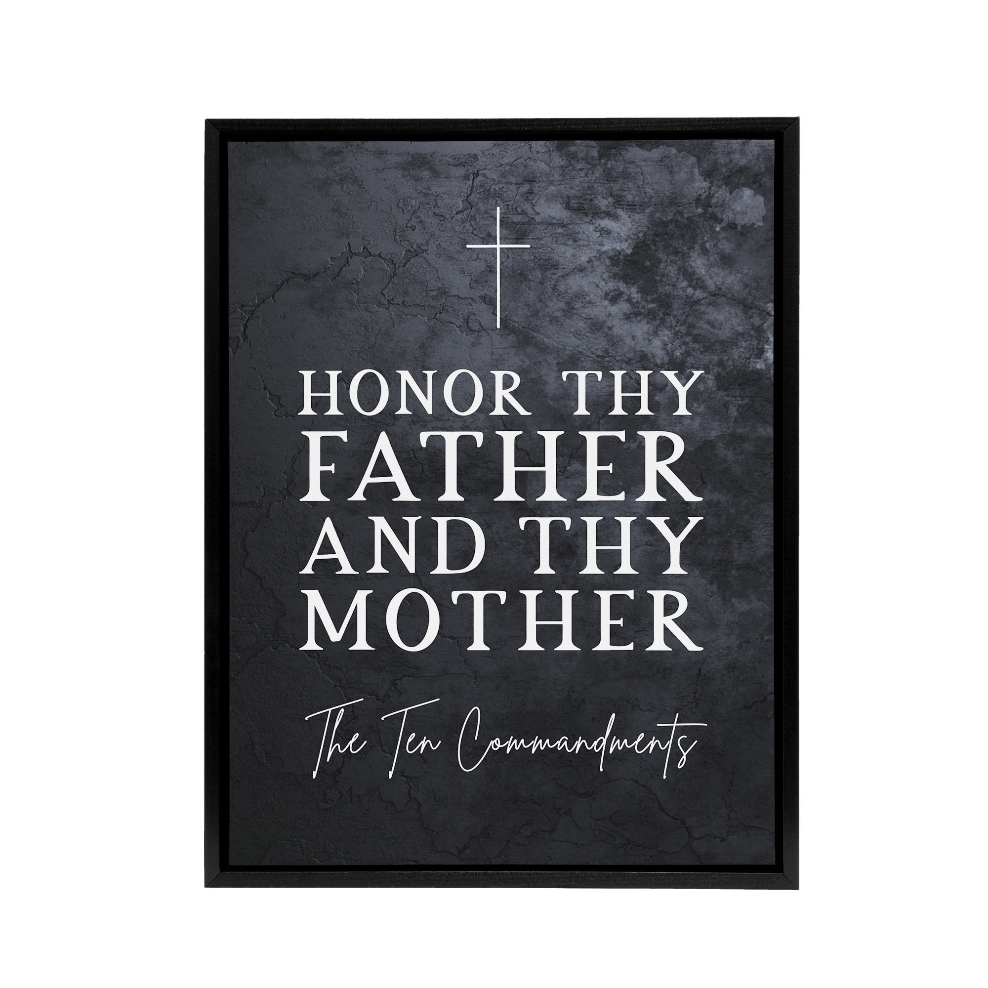 Ten Commandments Honor Parents Bible Quote Black Framed Canvas Art ...