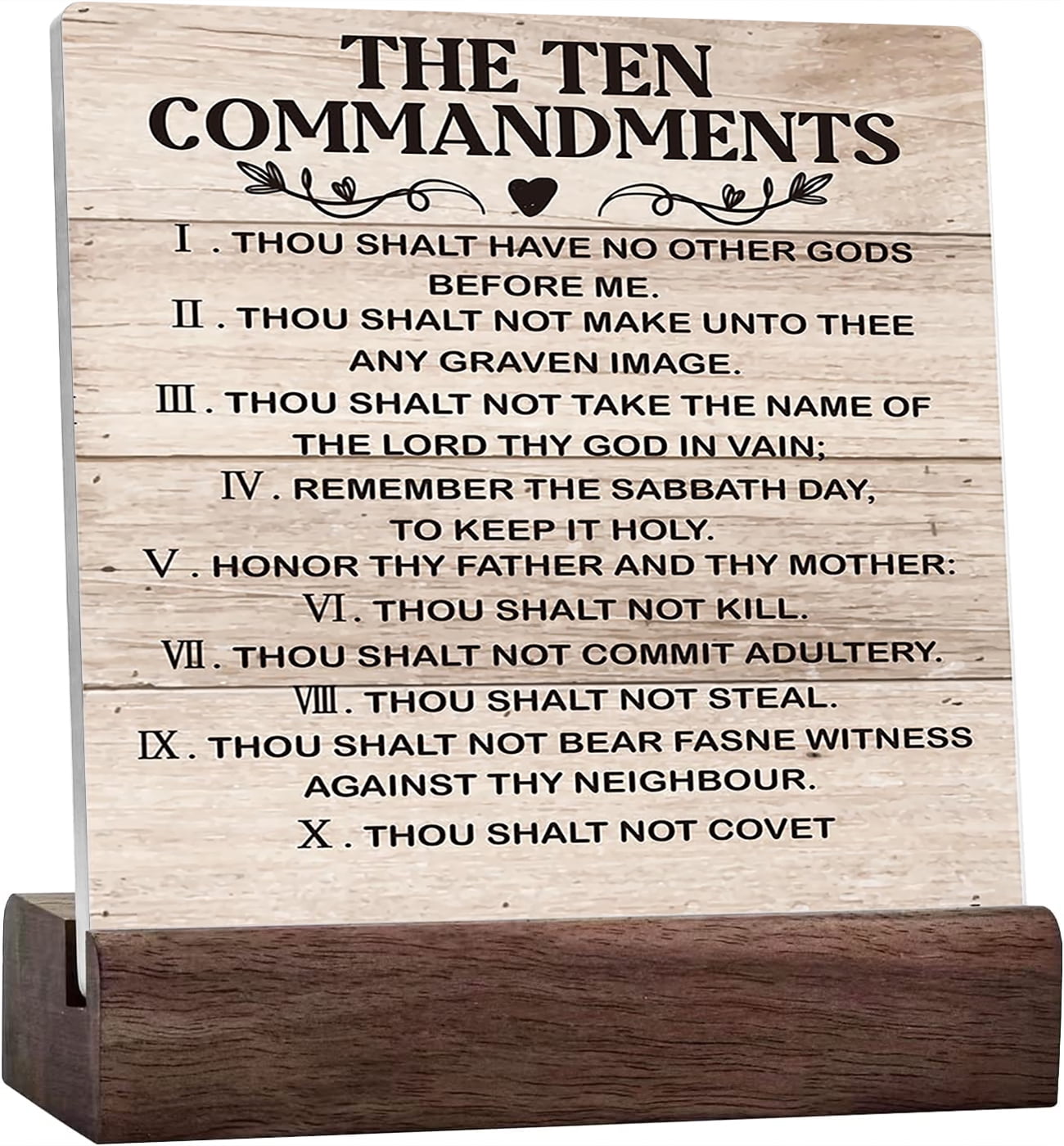 Ten Commandments Inspirational Religious Christian Ceramic Table Plaque ...