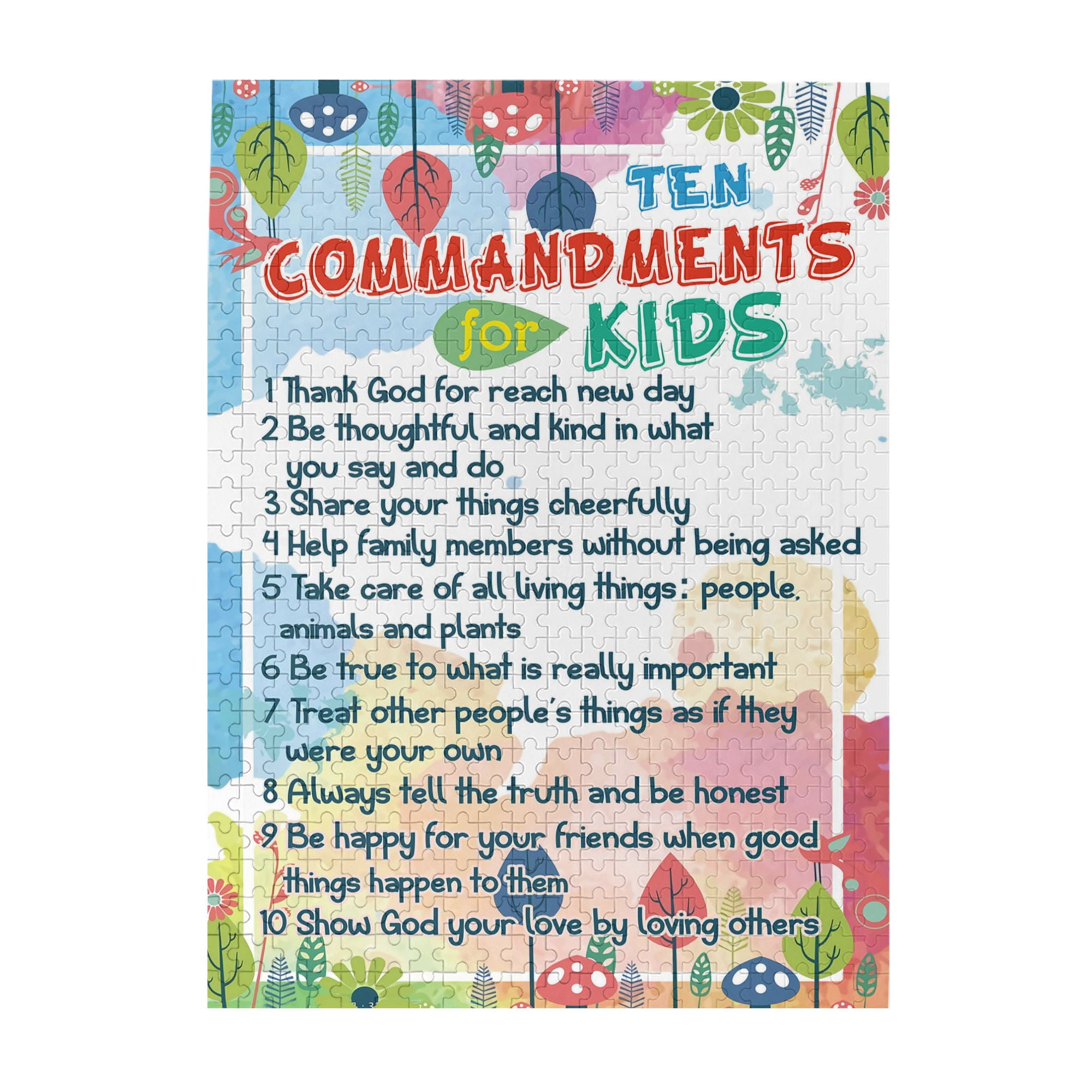 Ten Commandments For Kids Wall Art Prints Bible Verse Puzzle With God ...
