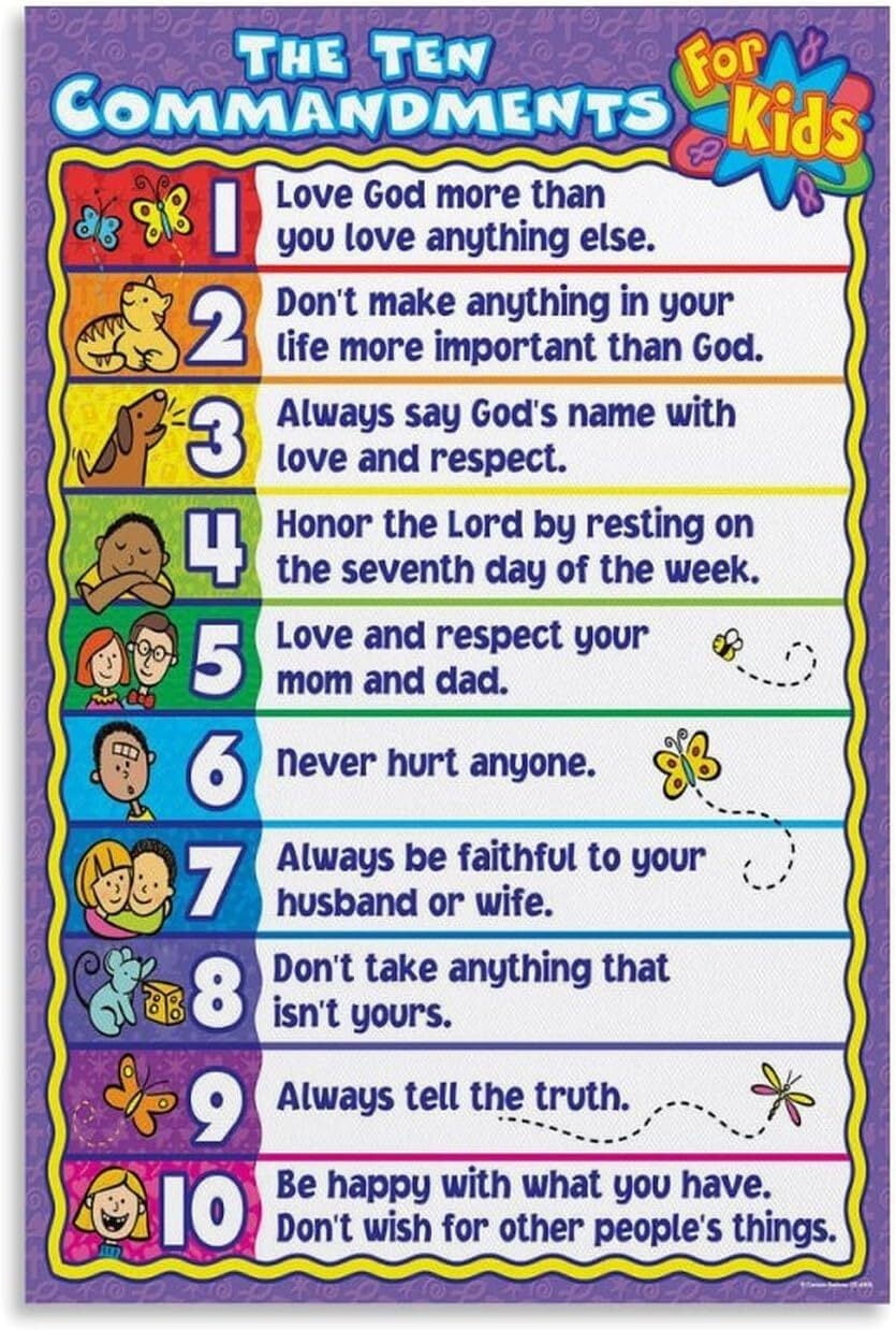 Ten Commandments Kids Wall Art poster - Walmart.com