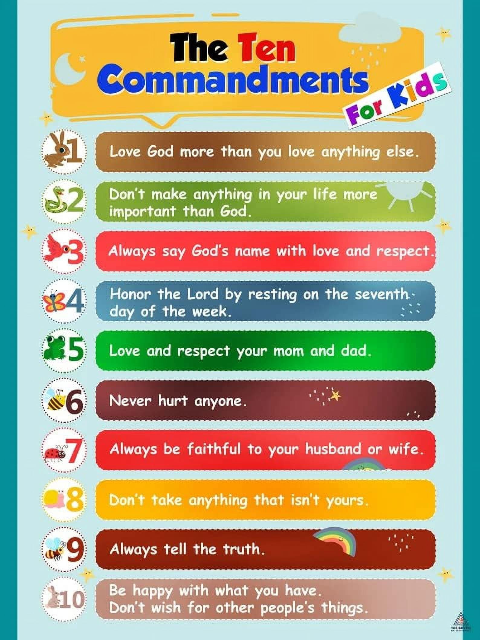 Ten Commandments Poster for Kids Children Classroom Aluminum Signs ...