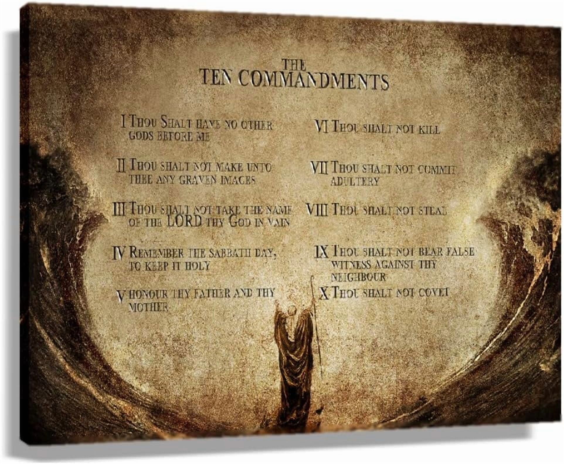 Ten Commandments Poster Scripture Wall Art Framed Canvas Quotes Wall ...