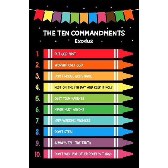 The Ten Commandments Posters, Kids Scripture Poster, Church Sunday ...